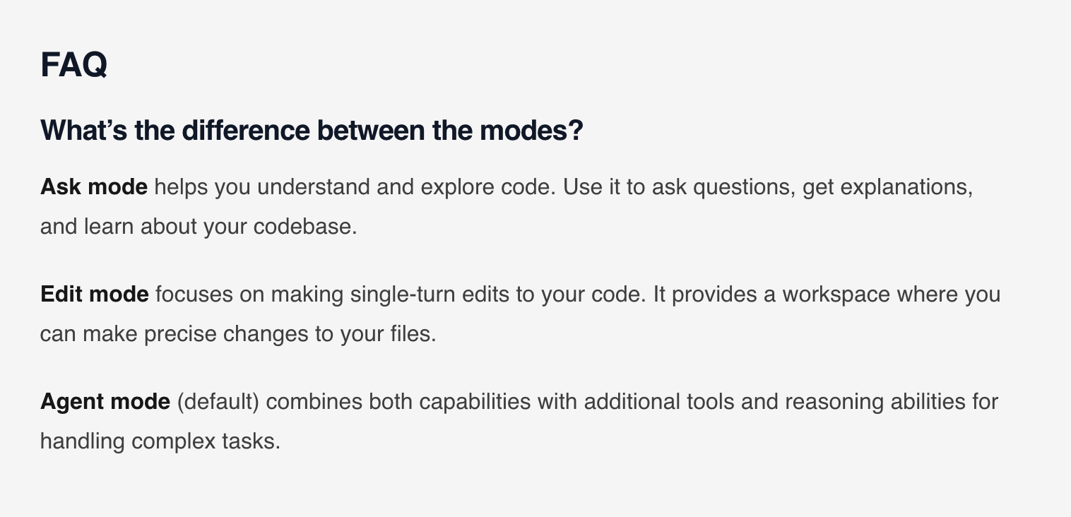 Cursor IDE Chat Modes - What Is The Difference? - Feature Radar